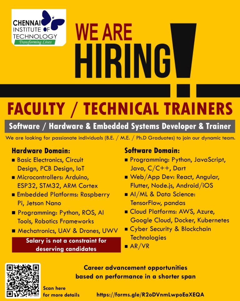 Chennai Institute of Technology (Autonomous) – Faculty/Technical Trainers | FacultyPlus