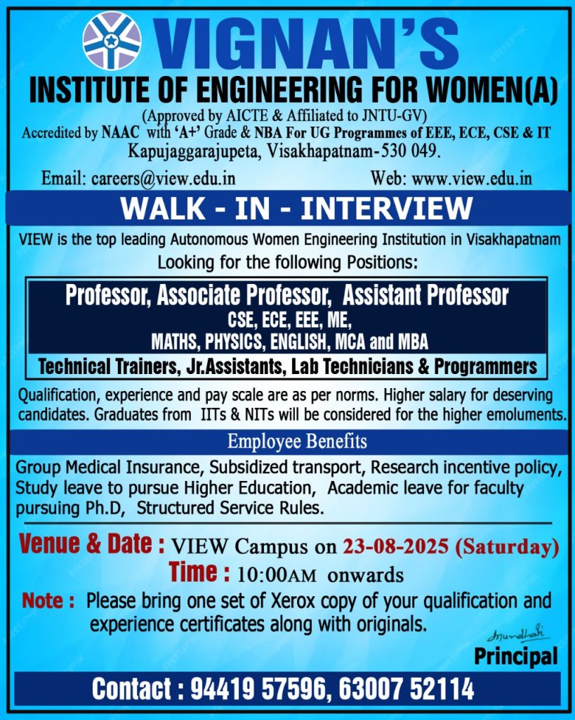 VIGNAN’S Institute of Engineering for Women, Visakhapatnam| Teaching & Non-Teaching Faculty ...