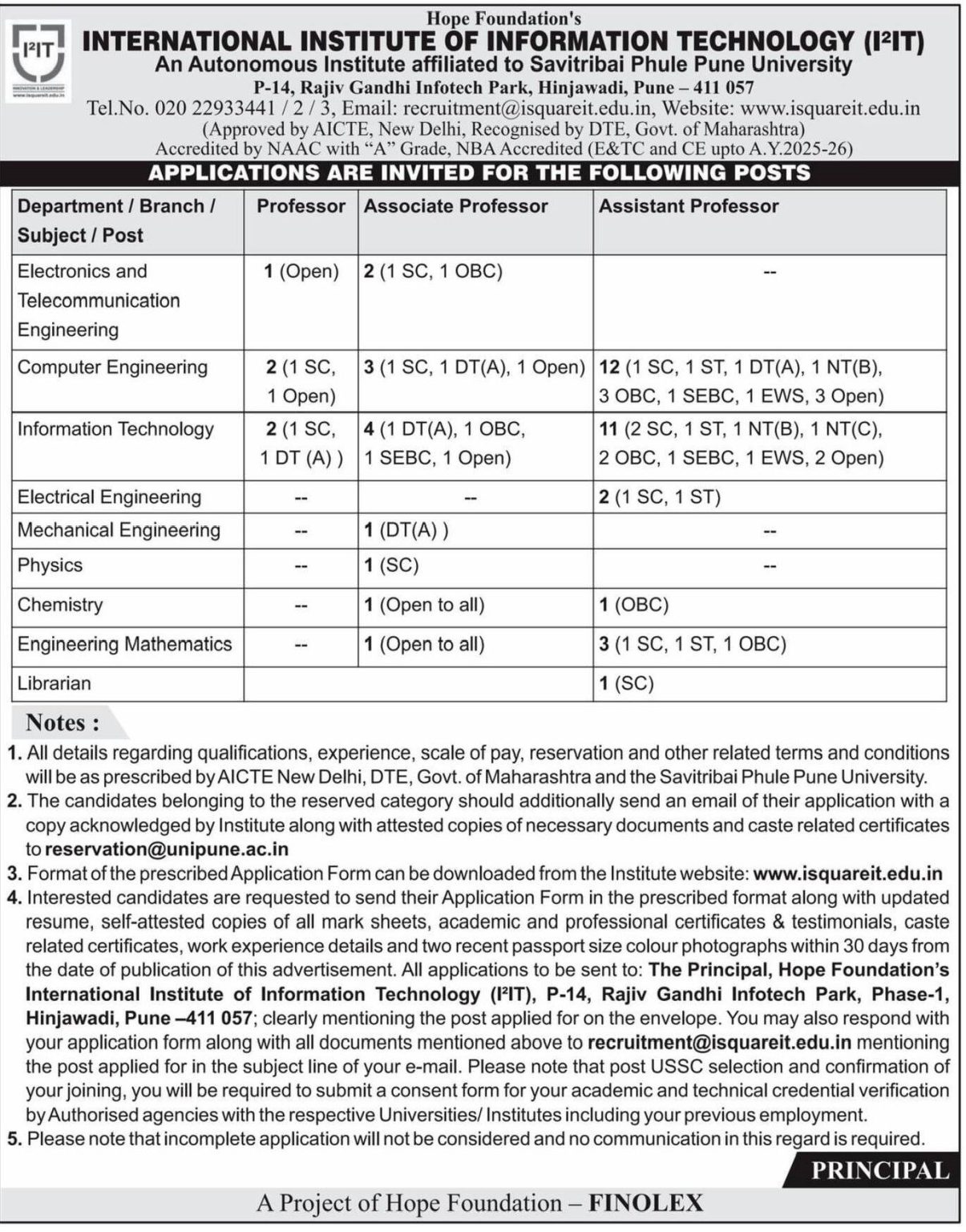Faculty Recruitment 2025- International Institute of Information Technology, Pune | FacultyPlus