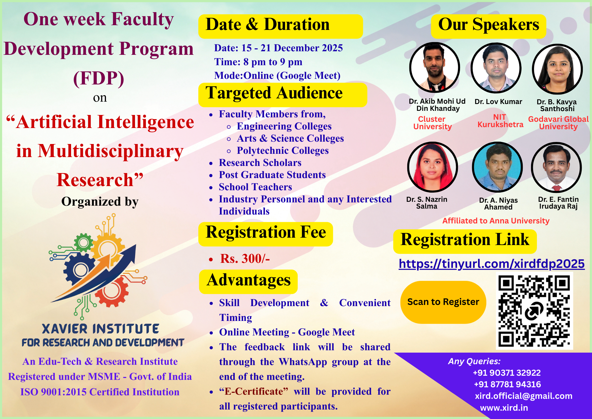 Online Faculty Development Program (FDP) | Xavier Institute for Research and Development ...