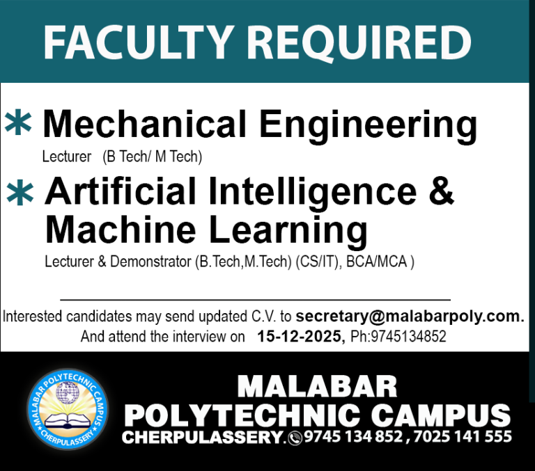 Malabar Polytechnic Campus | Faculty Required | FacultyPlus