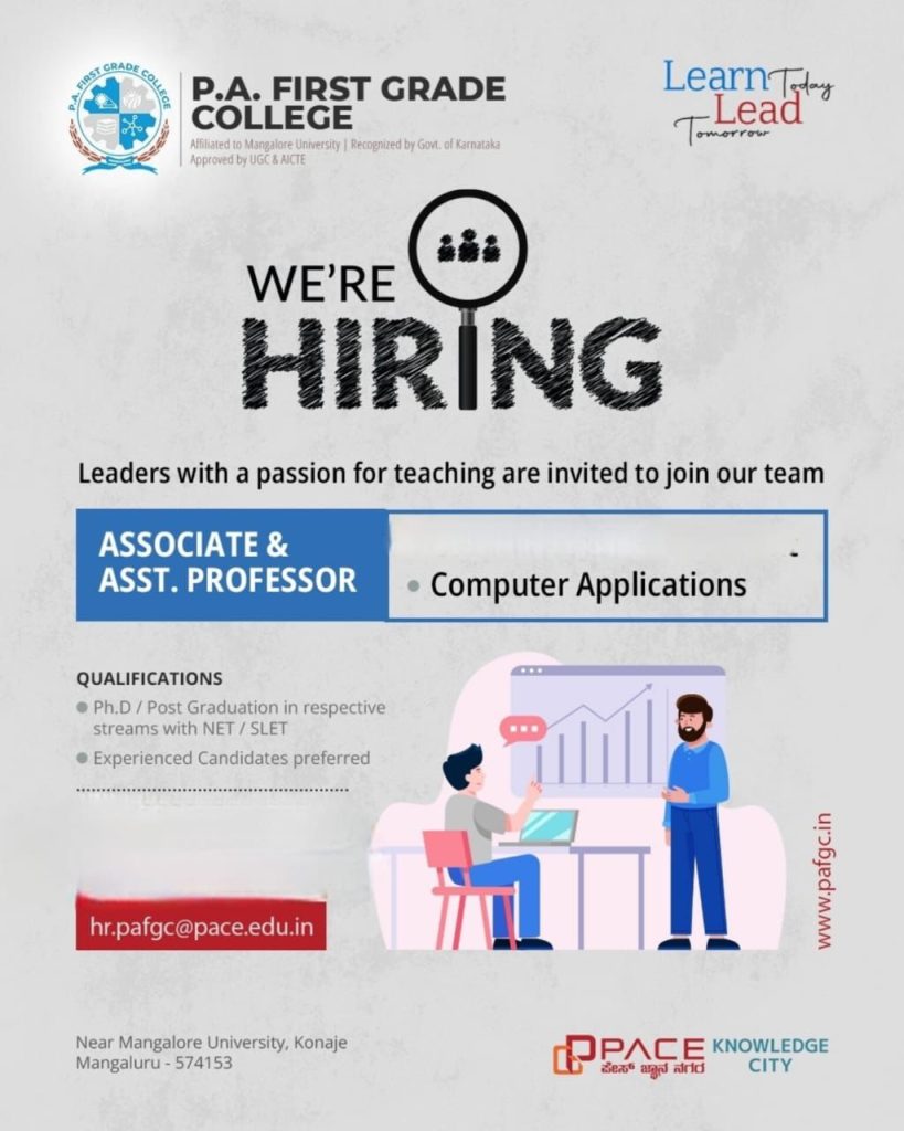 P.A.First Grade College, Mangaluru | Hiring Assistant Professor and ...
