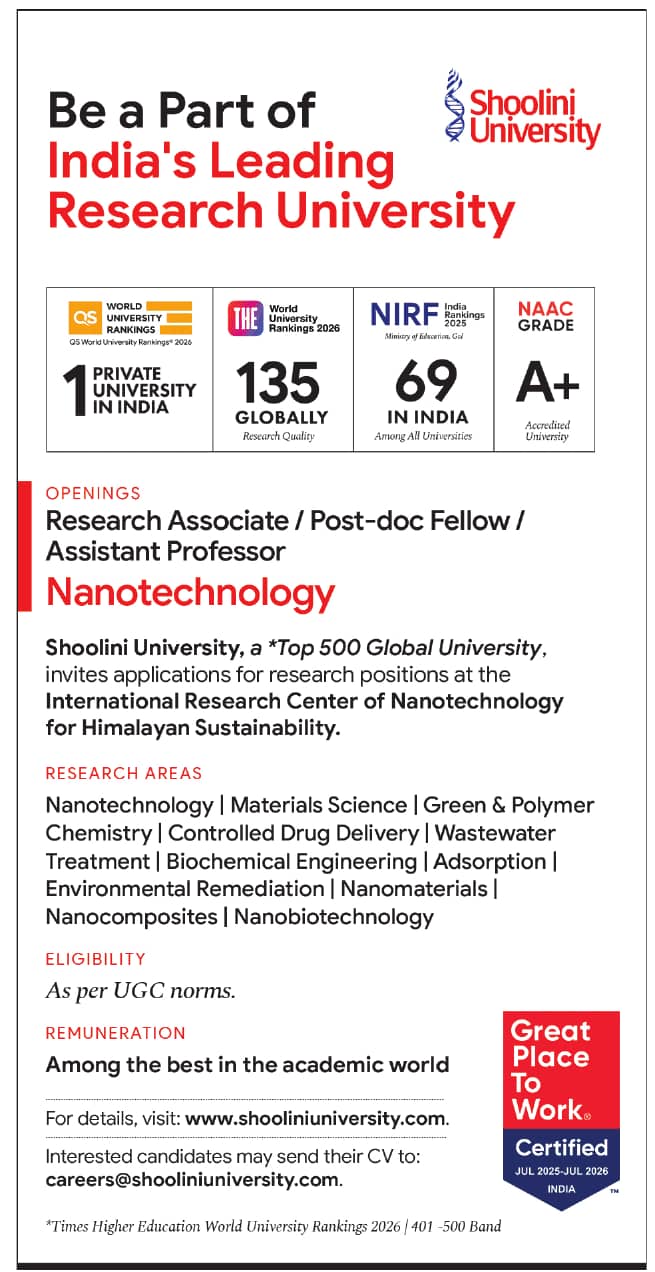 Nanotechnology Research Jobs at Shoolini University, Solan — Research ...